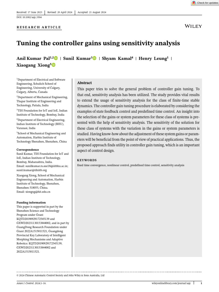 Controller Gain Tuning via Sensitivity Analysis | PDF | Cybernetics ...