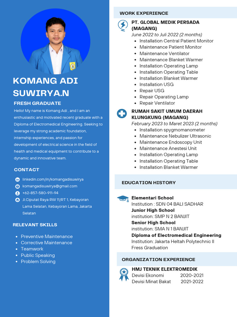 CV Komang Adi Suwirya.N | PDF | Medical Equipment