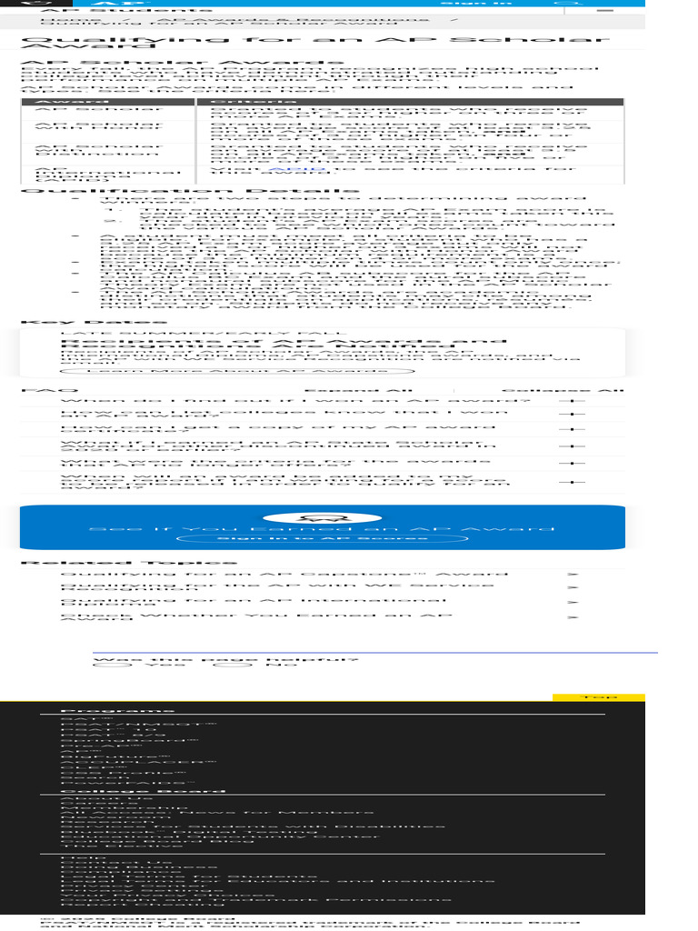Qualifying For An AP Scholar Award - AP Students College Board | PDF ...