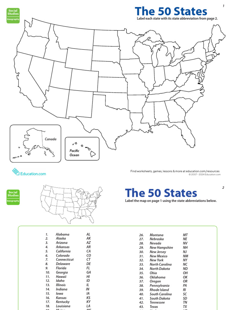 US States Map with Abbreviations | PDF