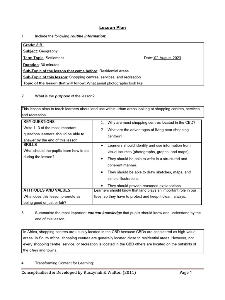 Grade 8 Geography Lesson Plan 02-August-2023 - Copy (1)[1] | PDF ...