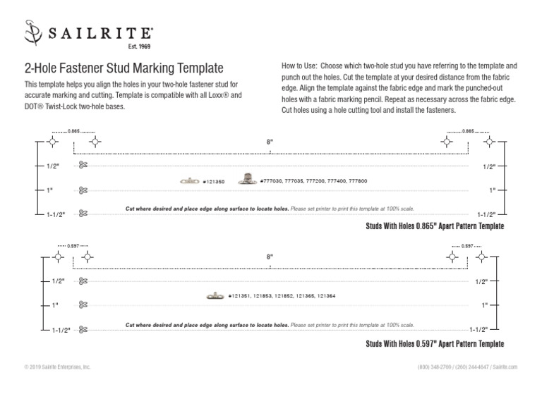 2 Hole Fastener Cutting Template | PDF