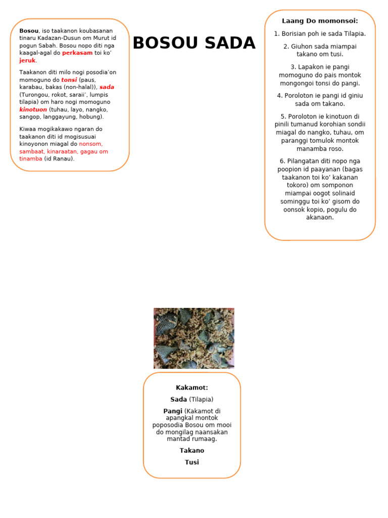 Resep Bosou Sada Tradisional Sabah | PDF