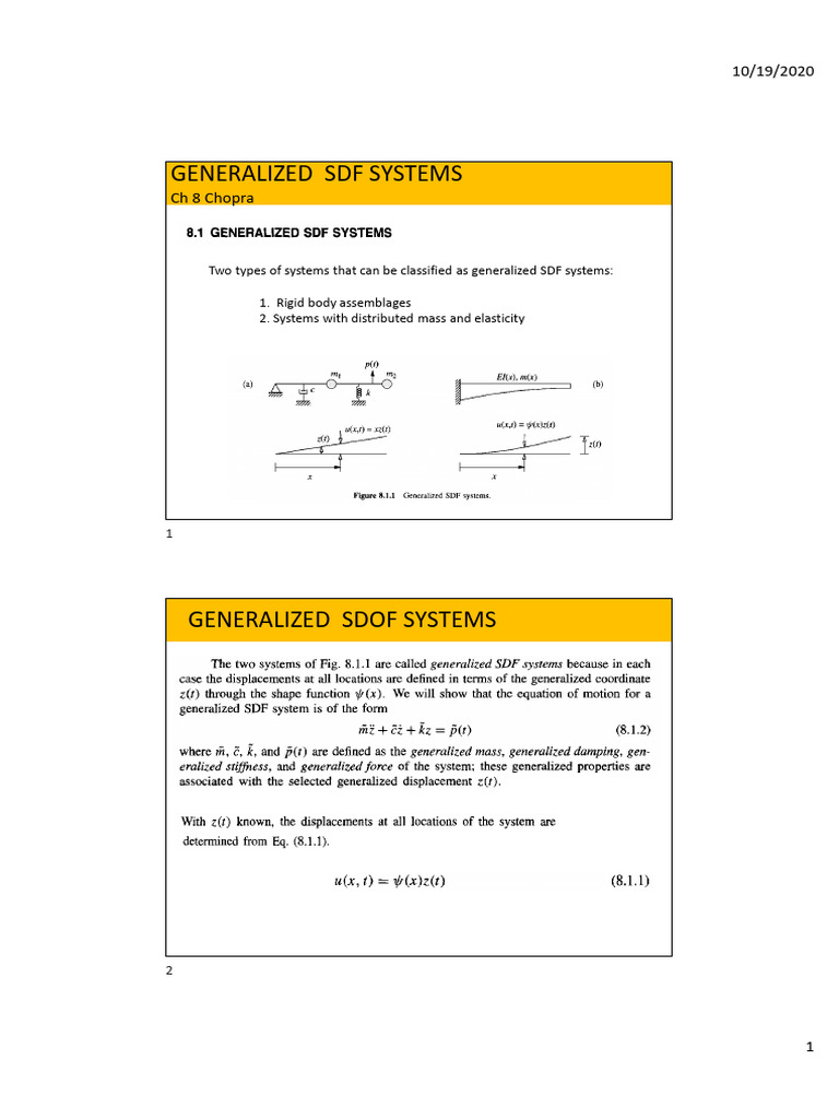 Ce 226 Part 08 - Generalized Sdof | PDF | Force | Mechanics