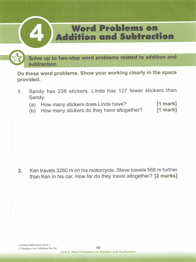 Chapter 4 - Word Problems On Addition and Subtraction | PDF