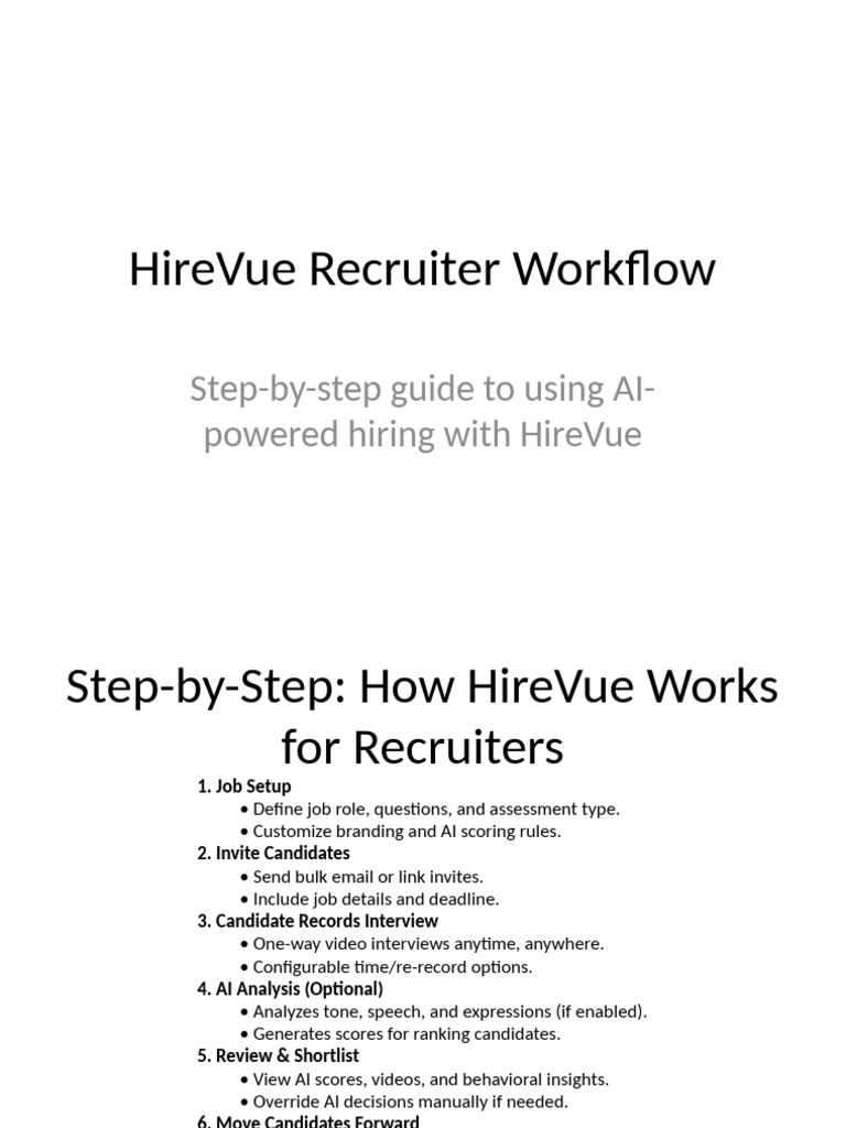 HireVue Recruiter Workflow Guide | PDF