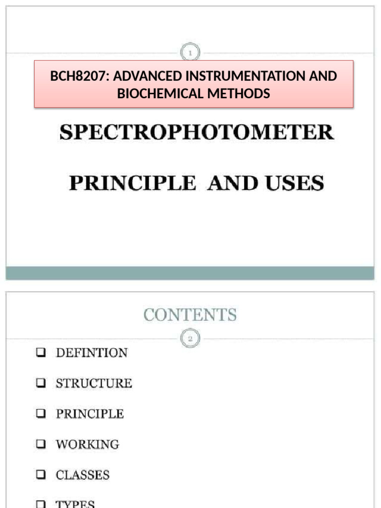 Spectrophotometer Principles and Use | PDF