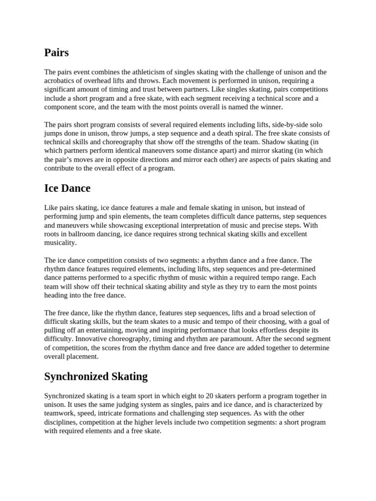 Pairs | PDF | Ice Sports | Figure Skating