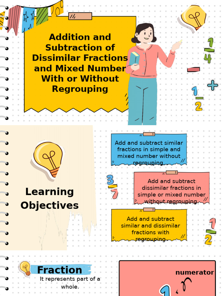 Addition and Subtraction of Dissimilar Fractions Mathematics ...
