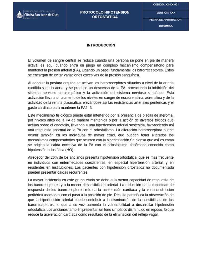 Protocolo Hipotension Ortostatica | PDF | Risperidona | Esquizofrenia
