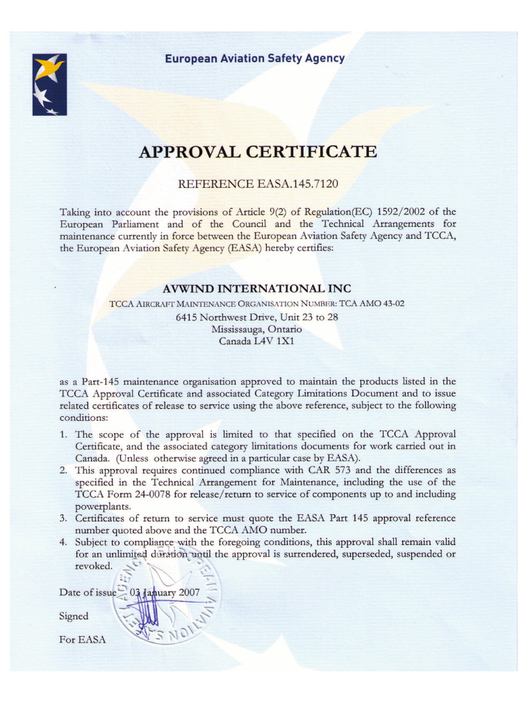 EASA Approval Cert-NEW | PDF