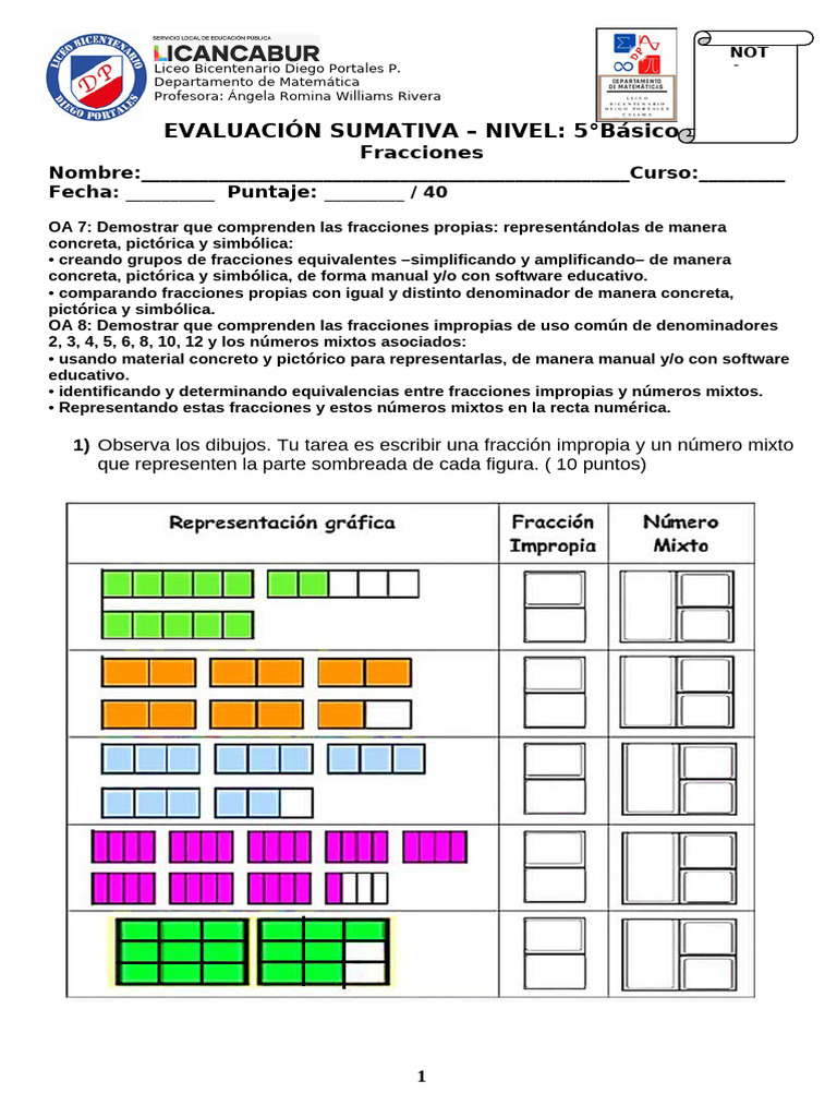 5° Básico Fracciones | PDF | Matemáticas