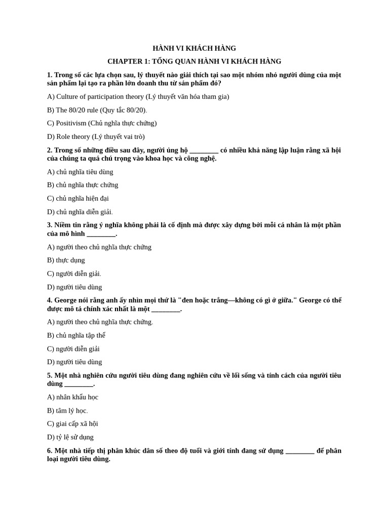 Hành Vi Khách Hàng - TN | PDF
