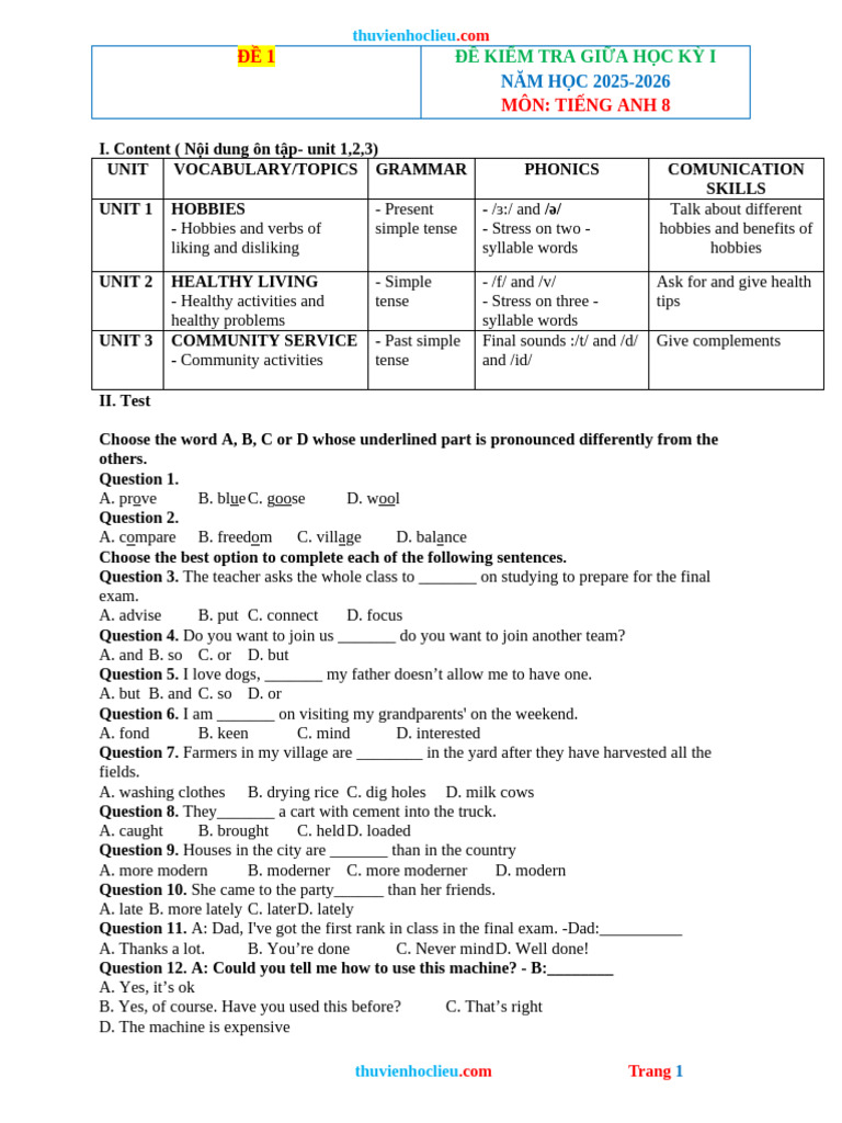 English 8 Midterm Exam Review 2025-2026 | PDF | Sleep | Caffeine