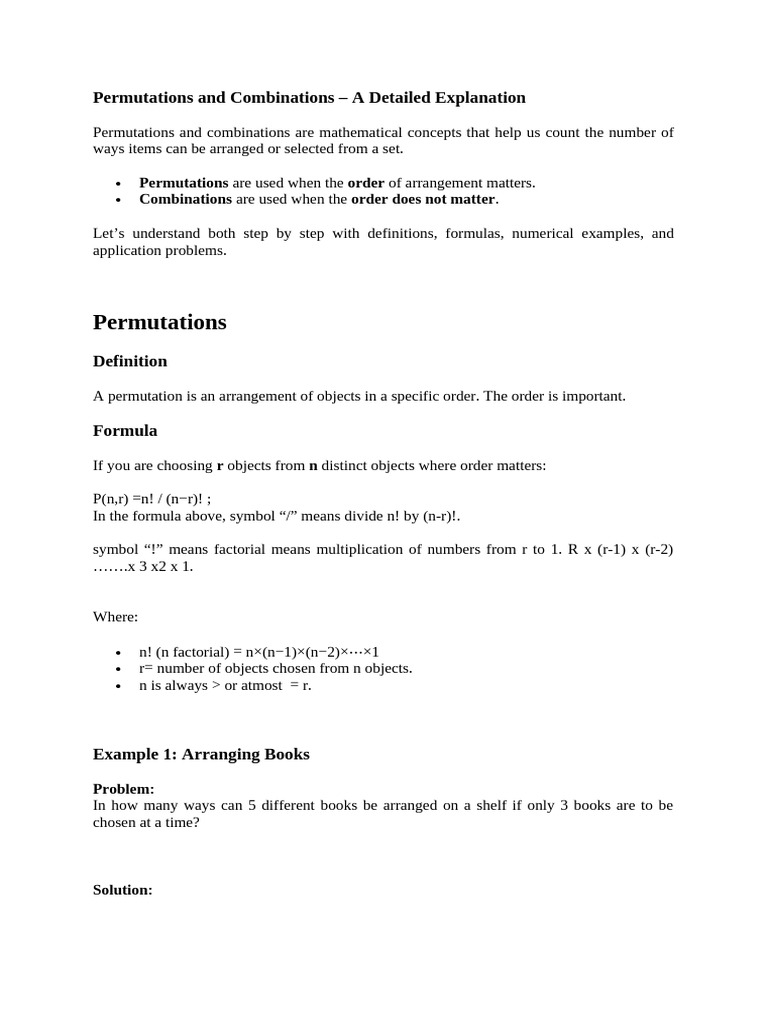 Understanding Permutations and Combinations | PDF | Permutation ...