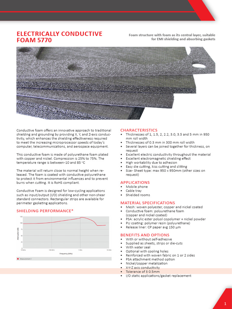 Conductive Foam 5770 for EMI Shielding | PDF | Polyurethane ...