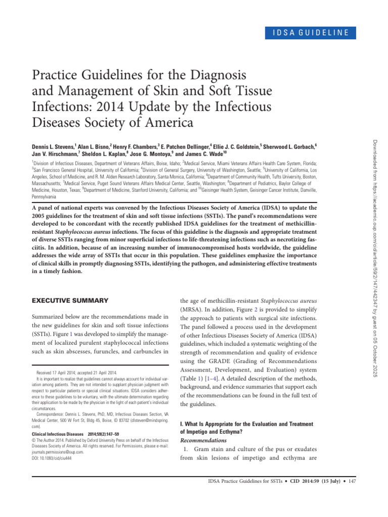 IDSA Guidelines for Skin Infections | PDF | Infection | Health Care