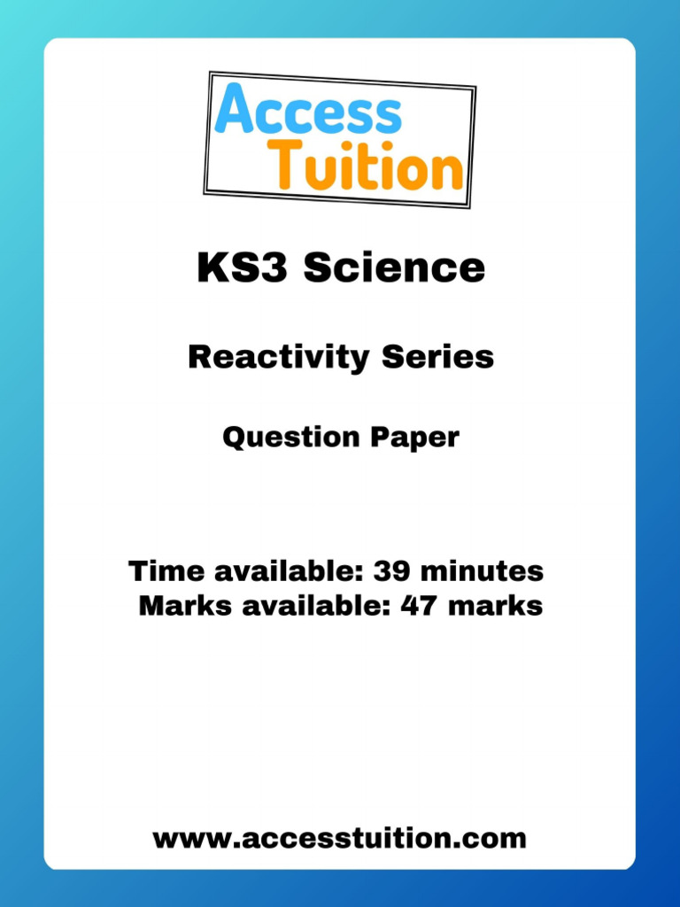 KS3 Reactivity Series QP | PDF | Iron | Magnesium