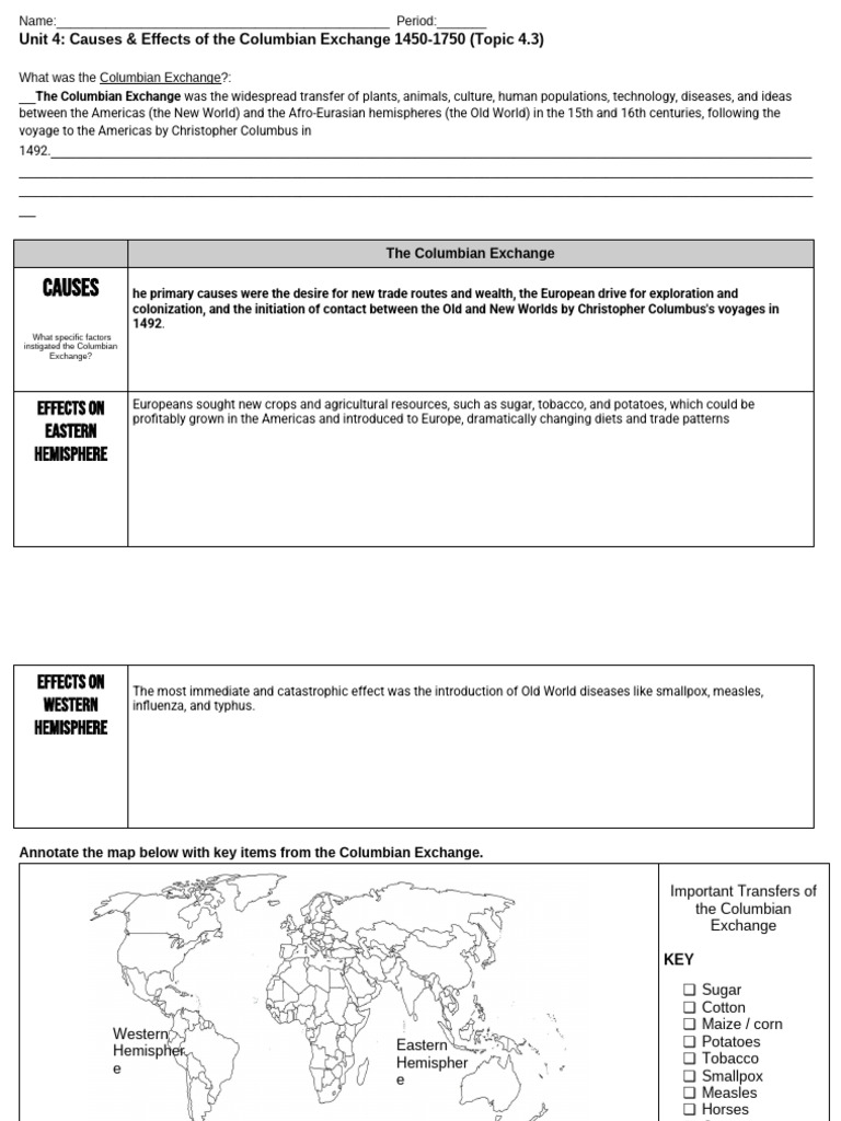 Causes and Effects of the Columbian Exchange | PDF | Agriculture