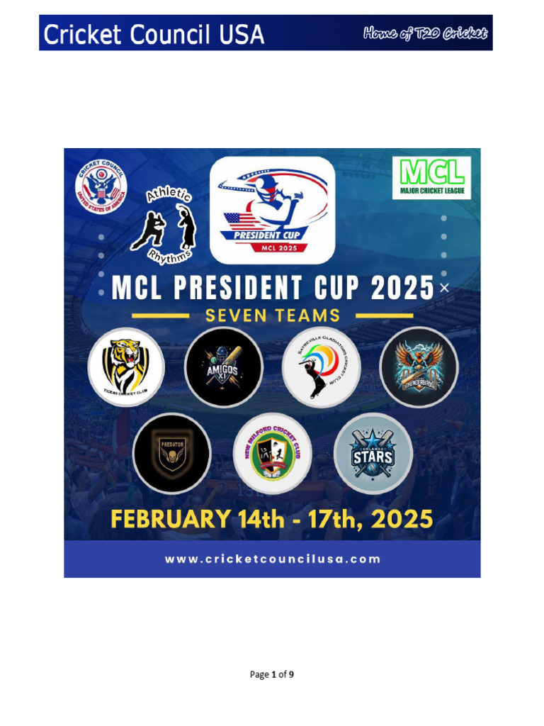 2025 President Cup MCL T20 Rules Summary | PDF | Bowling (Cricket) | Sports