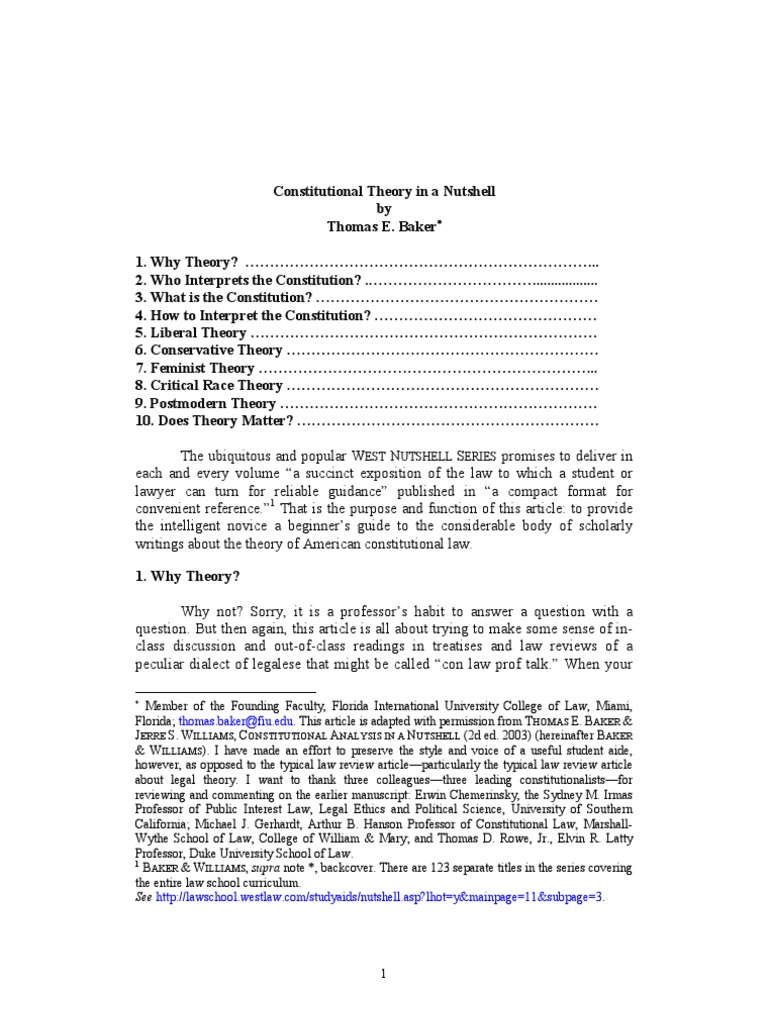 Constitutional Theory in A Nutshell | PDF | Supreme Court Of The United ...