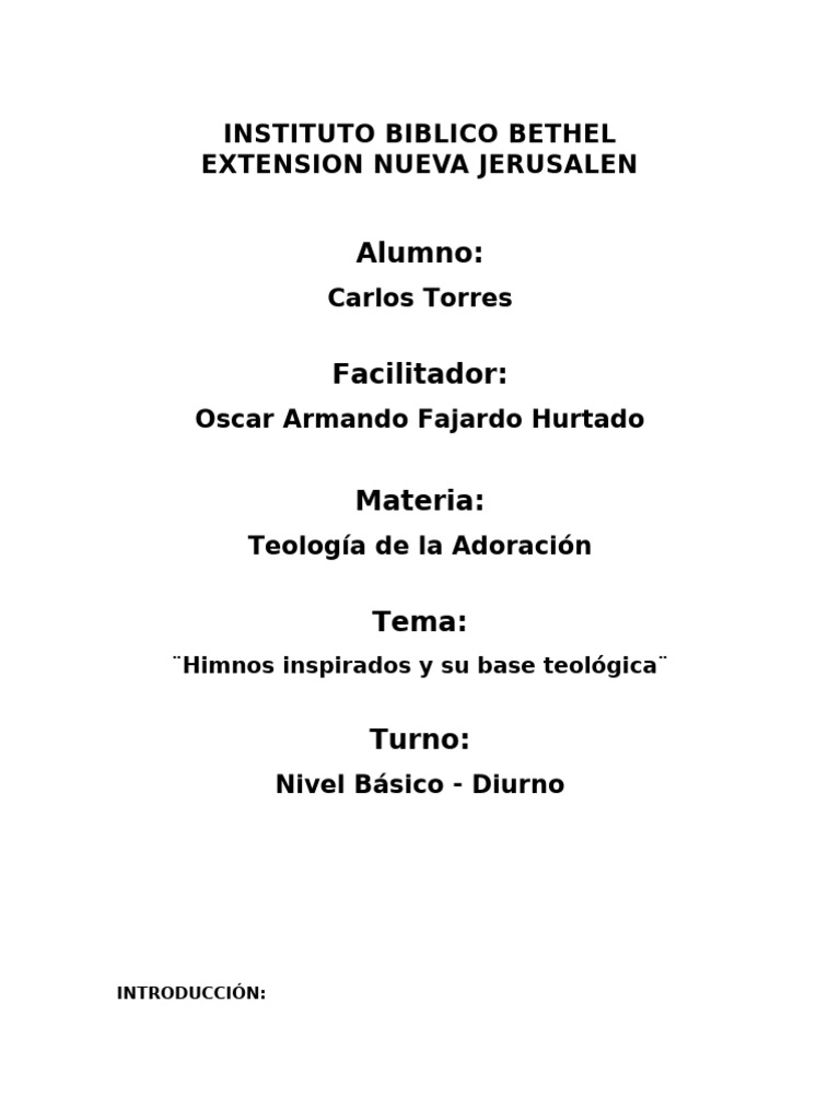 Himnos Inspirados y Teología Bíblica | PDF | Oración | Himnos