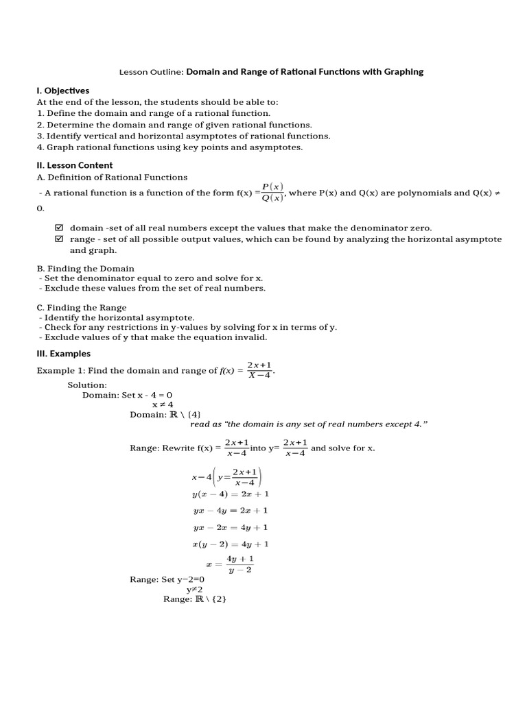 COPY 2lesson Domain Range Rational Functions | PDF | Asymptote ...