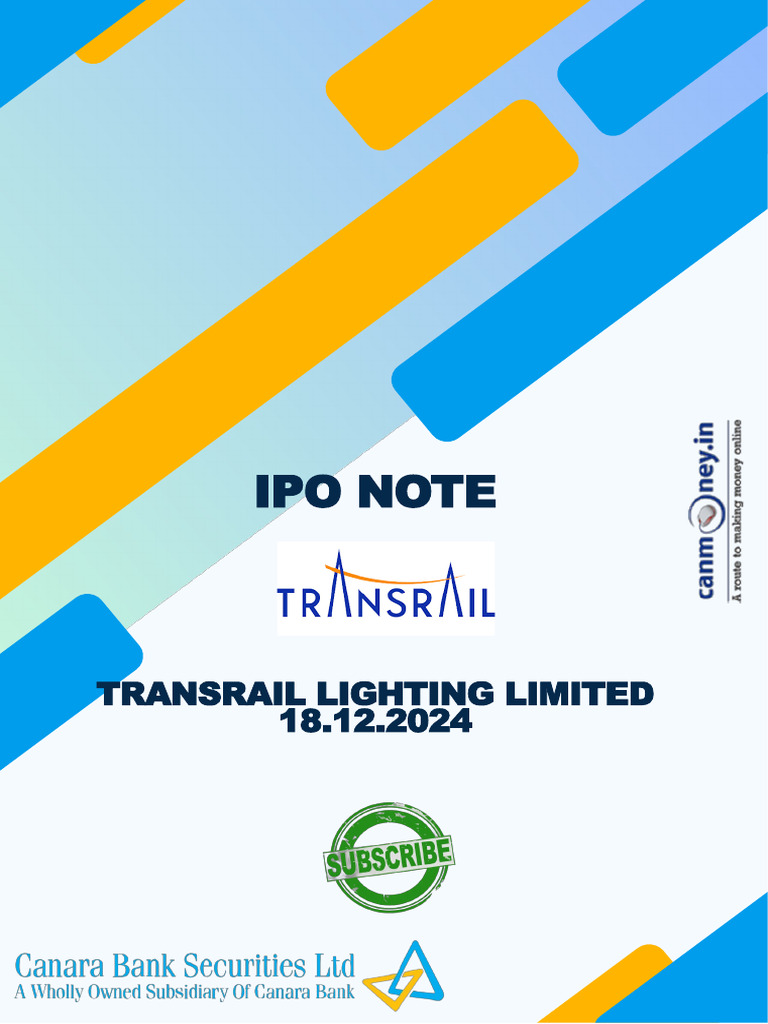 Transrail Lighting Limited - IPO | PDF | Expense | Equity (Finance)
