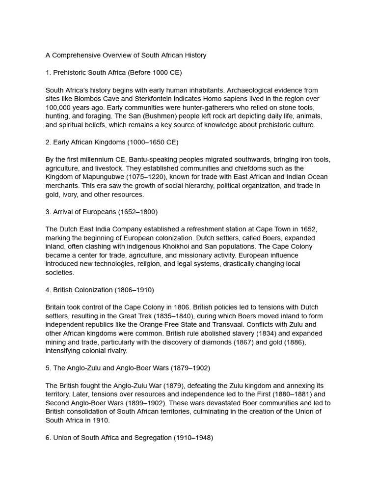 A Comprehensive Overview of South African History | PDF | Apartheid ...
