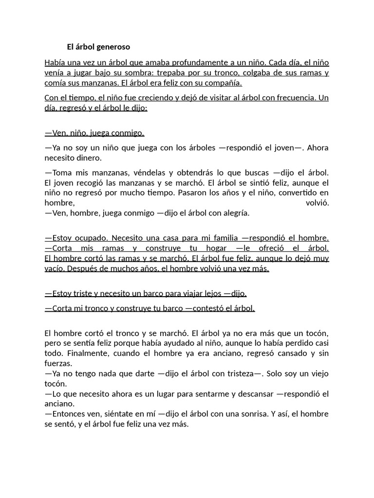 El Arbol Generoso - 4to | PDF
