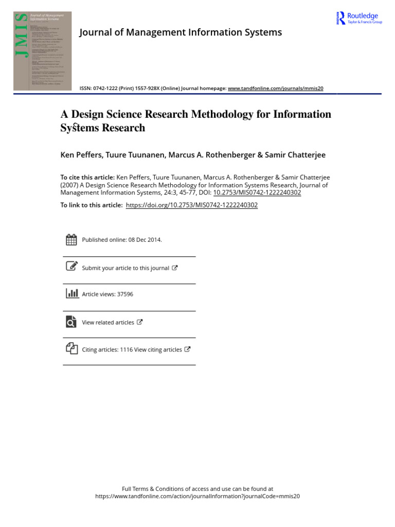 A Design Science Research Methodology For Information Systems Research ...