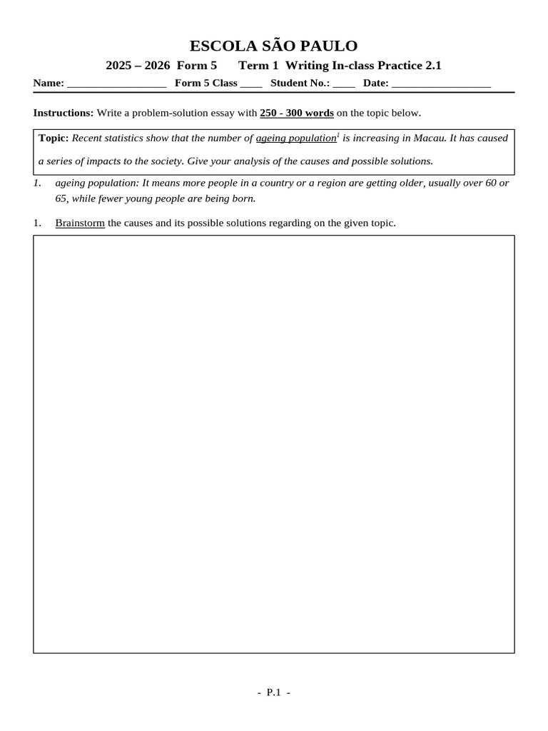 Problem-Solution Essay In-Class Practice 2 - Blank - New | PDF | Chess ...