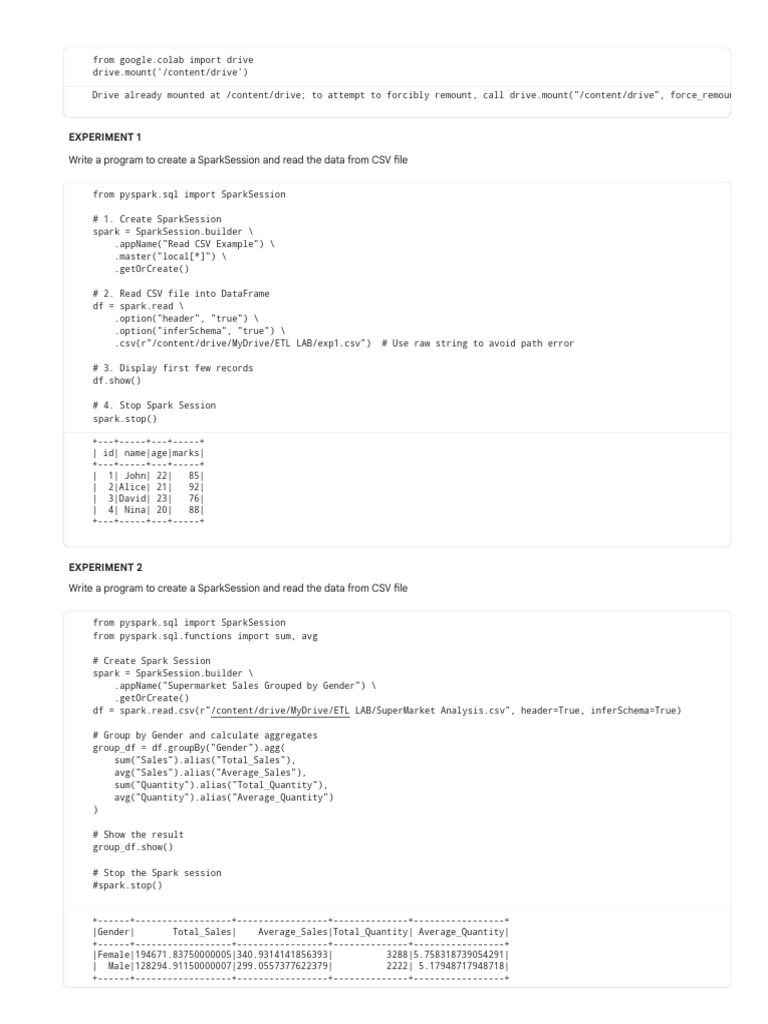 ELT Exps ALL - Ipynb - Colab | PDF | Comma Separated Values | Data Management Software
