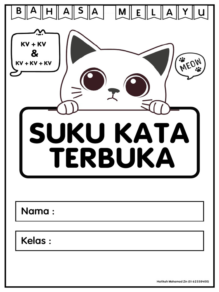 a10 Softcopy 100 Soalan Suku Kata Terbuka Lembaran Kerja Latihan Tadika ...