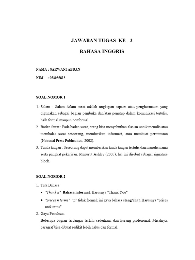 Tugas 2 Bahasa Inggris | PDF