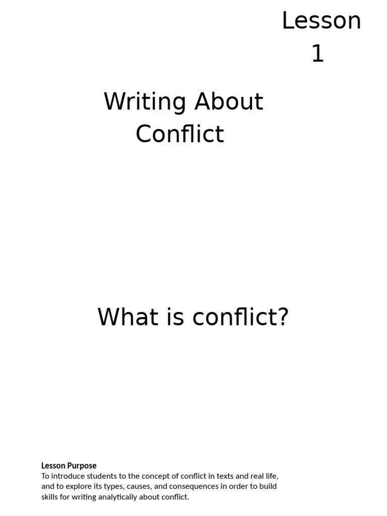 Lesson 1 Writing About Conflict | PDF | Violence | Conflict Resolution