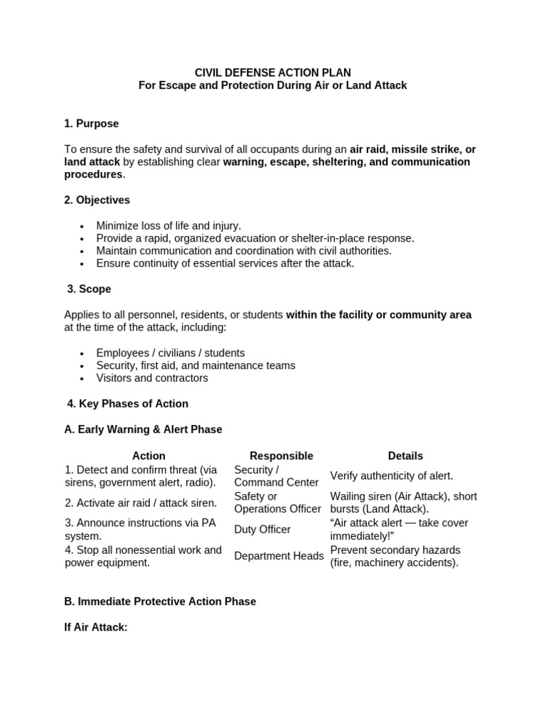 Civil Defense Action Plan | PDF | Emergency Evacuation | Civil Defense