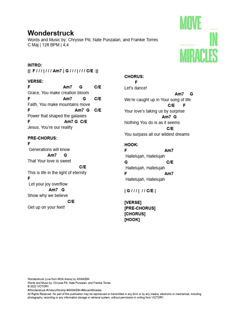 Wonderstruck Chord Chart | PDF | Song Structure | Religious Belief And ...