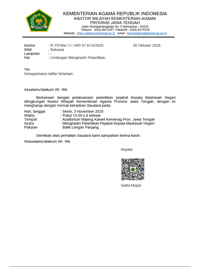 Undangan Kepala Kantor | PDF