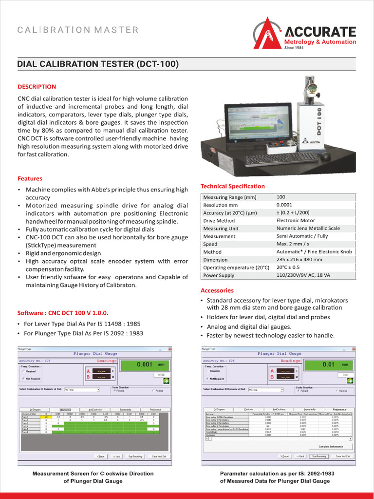 Dial Calibration Tester DCT 100 | PDF