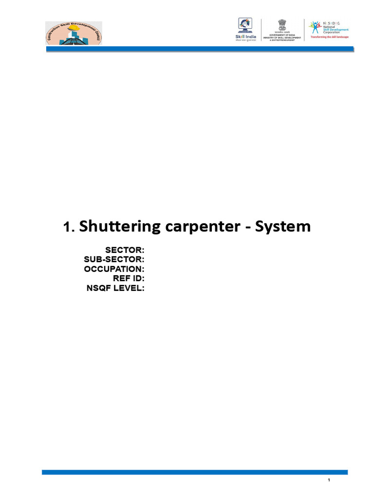 Shuttering Carpenter Training Curriculum | PDF | Carpentry | Scaffolding