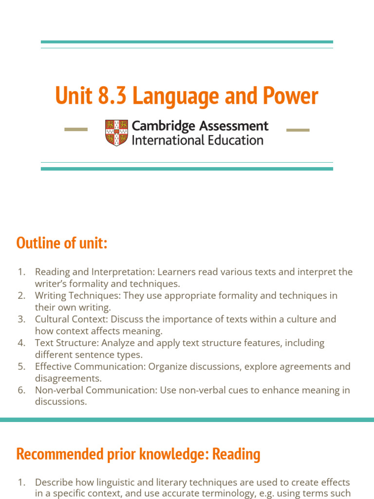 Unit 8.3 Language and Power | PDF | Poetry | Communication