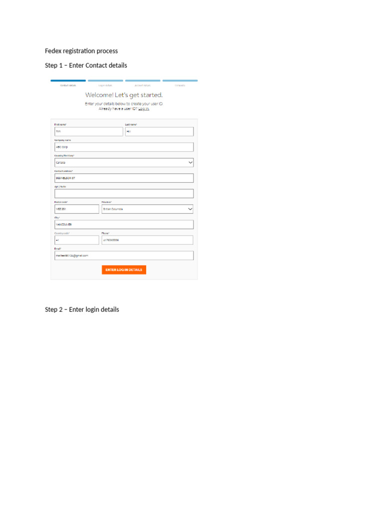 FedEx Account Registration Steps | PDF