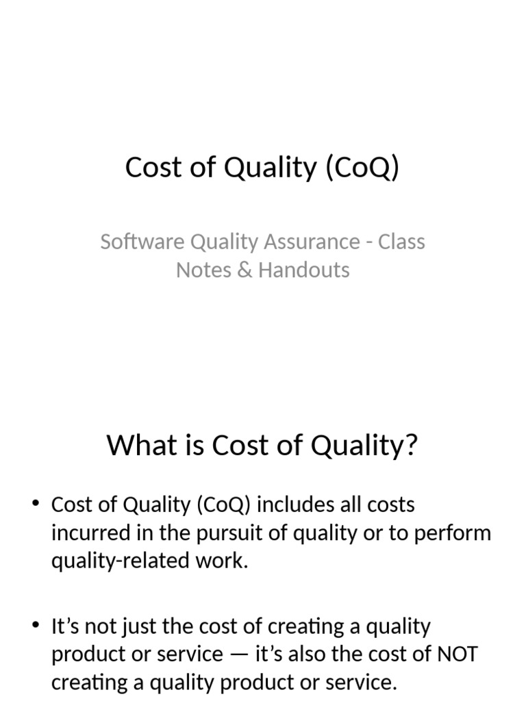 Cost of Quality Class Presentation | PDF