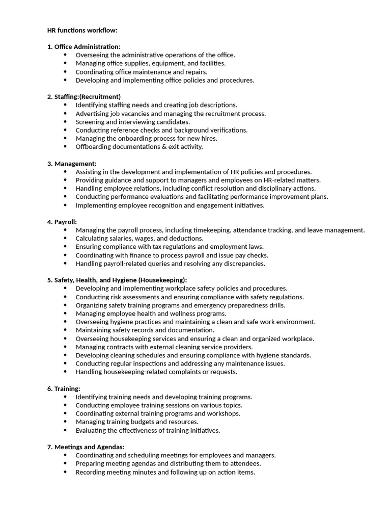 Comprehensive HR Functions Workflow Guide | PDF | Employment ...
