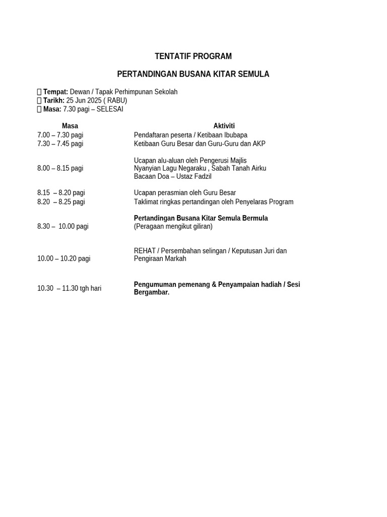 Pertandingan Busana Kitar Semula 2025 | PDF