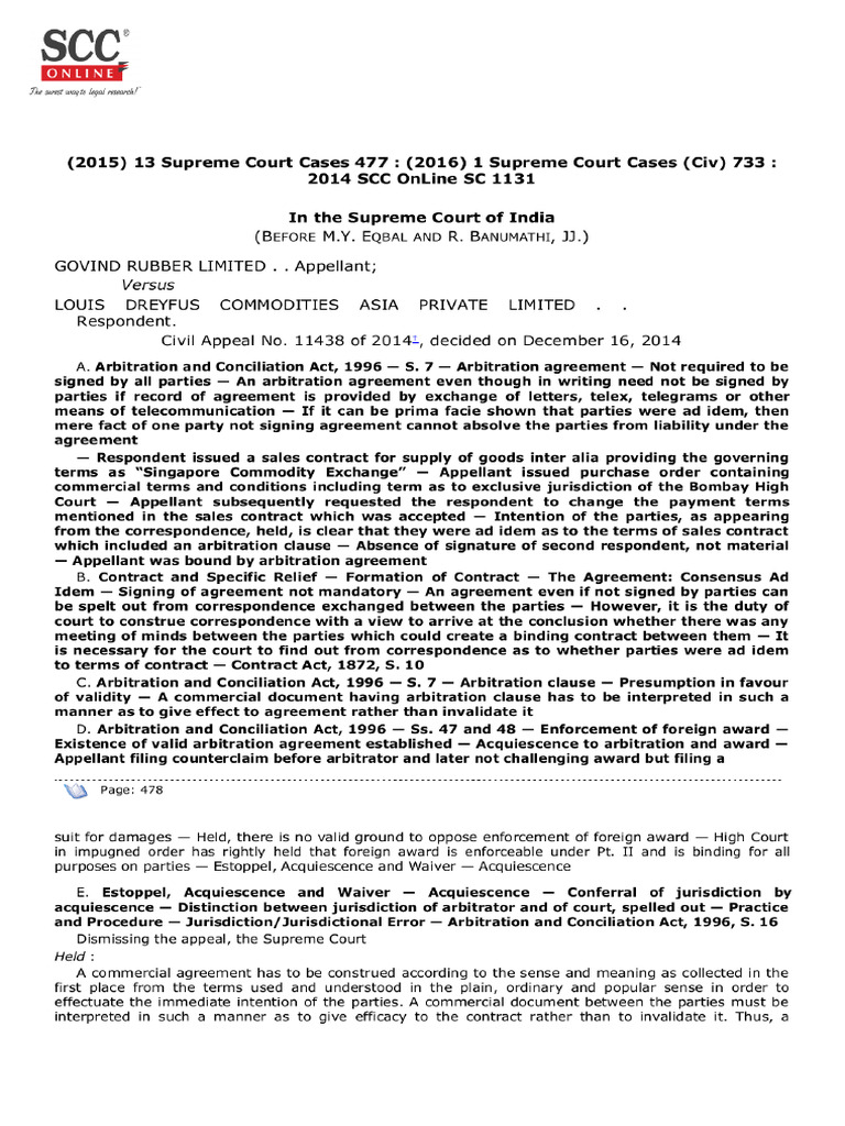 One Sided Contract (Para 12) Govind Rubber Case | PDF | Supreme Court ...