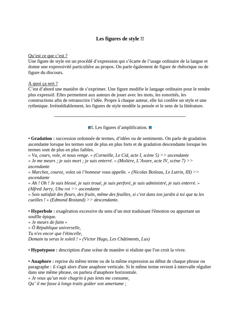 Comprendre les figures de style | PDF