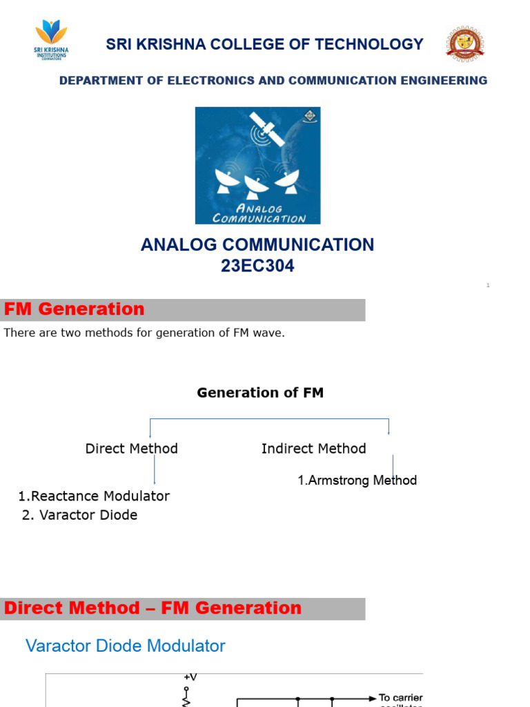 2.4 Generation of FM.pptx | PDF | Frequency Modulation | Detector (Radio)