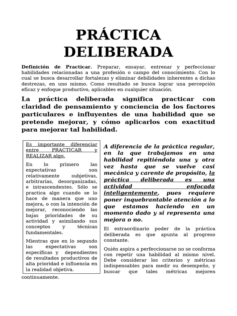Qué es la práctica deliberada | PDF | Ciencias del comportamiento ...